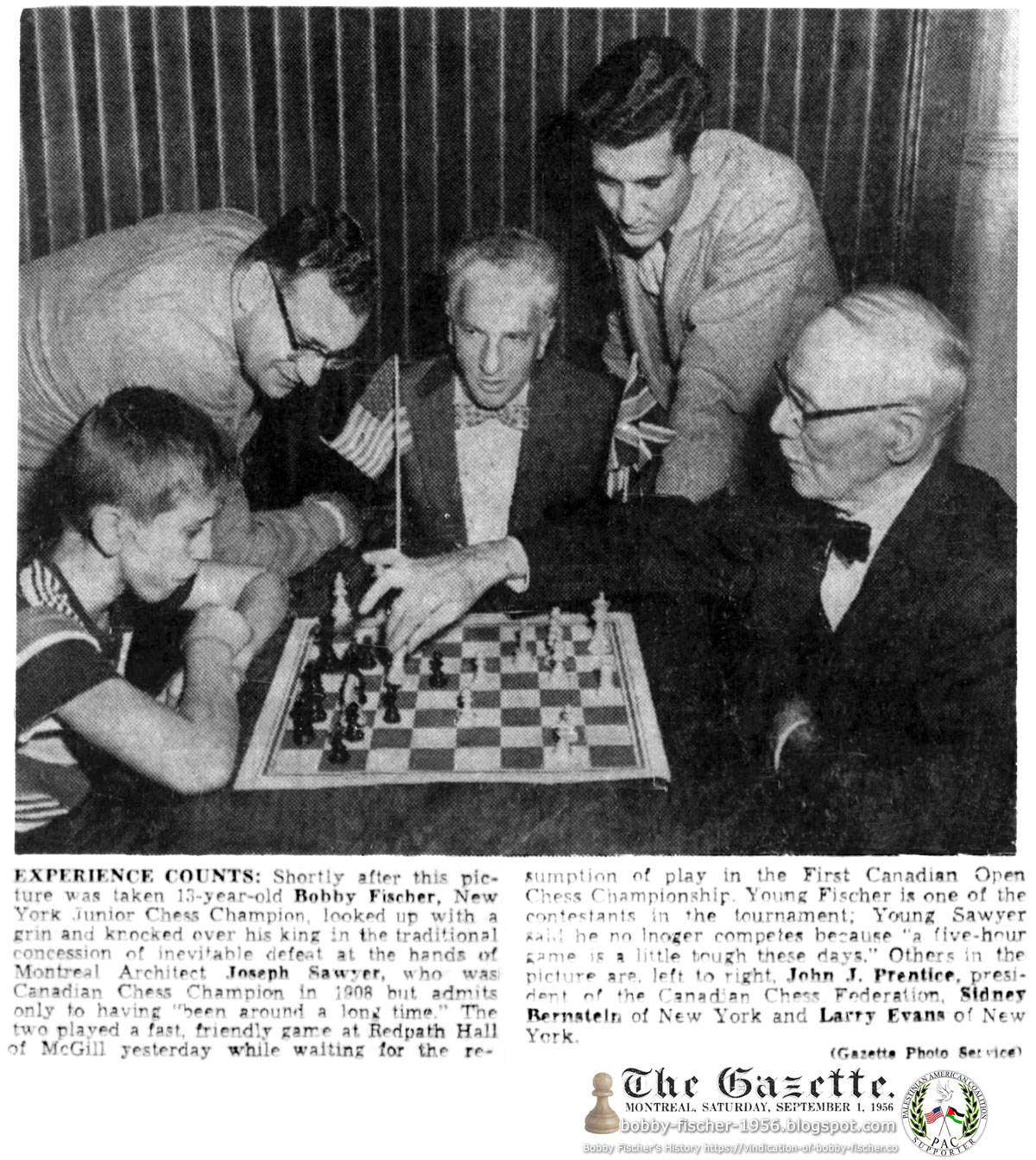 Bobby Fischer 1956: Bill Lombardy Ties Sherwin In Chess Open